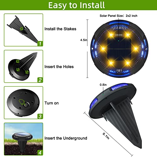 Solar Ground Lights, 8 Packs ππ πππ πππππ¦ππ‘ Solar Garden Lights IP65 Waterproof Outdoor In-Ground Landscape Lighting for Patio Pathway Lawn Yard Deck Driveway Walkway(Warm White+Blue)