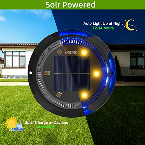 Solar Ground Lights, 8 Packs ππ πππ πππππ¦ππ‘ Solar Garden Lights IP65 Waterproof Outdoor In-Ground Landscape Lighting for Patio Pathway Lawn Yard Deck Driveway Walkway(Warm White+Blue)