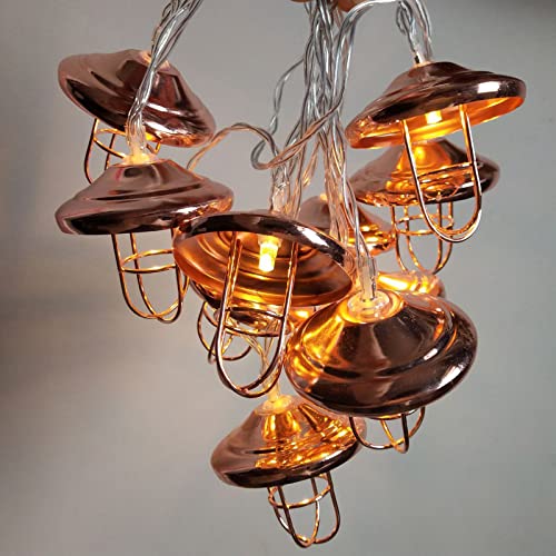Fairy Lights 9.84Ft 20LED Lampshade Industrial Style Rose Gold Geometric String Lights for Bedroom, Christmas, Parties, Wedding, Centerpiece, Decoration