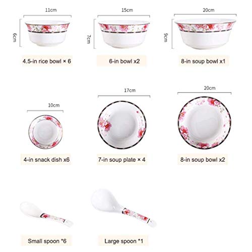 Dinner Set,28 Pieces Dinnerware Bone China Tableware Set Ceramics Flower Pattern Dinner Sets Plates Bowls Combination for Family Party