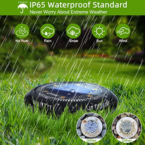 Solar Ground Lights, 8 Packs ππ πππ πππππ¦ππ‘ Solar Garden Lights IP65 Waterproof Outdoor In-Ground Landscape Lighting for Patio Pathway Lawn Yard Deck Driveway Walkway(Warm White+Blue)