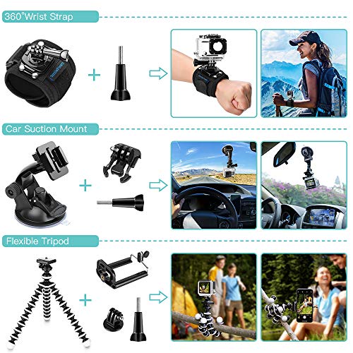 SmilePowo 48-in-1 Accessories Kit for GoPro Hero 11 10 9 8 Max 7 6 5 4 3 3+ 2 1 Black GoPro 2018 Session Fusion Silver White Insta360 DJI AKASO APEMAN YI Campark XIAOMI Action Camera (Carrying Case)
