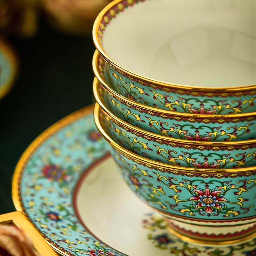 Porcelain Dinner Set Kitchen Tableware Set,Ceramics Dinnerware Set, 50 Pieces Bone China Plates and Bowls Sets for Family Gathering - High-Grade Enamel Dinner Set with Fruit Dish