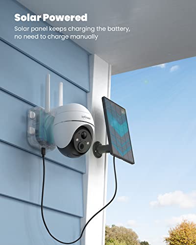 ieGeek Security Cameras Wireless Outdoor 2 Pack, 2K Outdoor Camera Wireless WiFi 360° PTZ Camera, Solar Security Camera with Spotlight/Siren/Motion Detection/3MP Color Night Vision, Works with Alexa