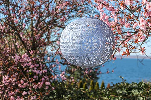 Allsop 31836 Home Soji Stella Boho LED Outdoor Solar Lantern, Handmade with Weather-Resistant UV Rated Tyvek Fabric, Stainless Steel Hardware, for Patio, Deck, Garden, 12X12
