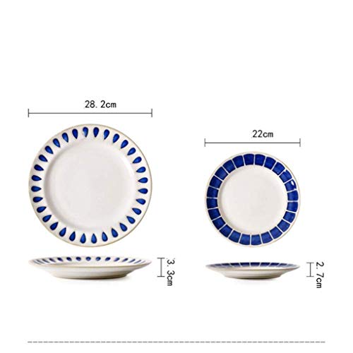 GagalU Tabletop Dinner SetsFine Dinnerware Set,4 Pieces Blue White Ceramic Dinner Set Porcelain Mug Plate Bowl Lead-Free Tableware