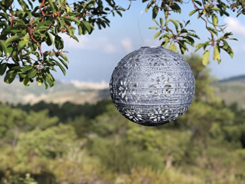 Allsop 31836 Home Soji Stella Boho LED Outdoor Solar Lantern, Handmade with Weather-Resistant UV Rated Tyvek Fabric, Stainless Steel Hardware, for Patio, Deck, Garden, 12X12