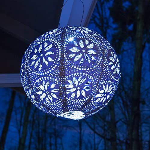 Allsop 31836 Home Soji Stella Boho LED Outdoor Solar Lantern, Handmade with Weather-Resistant UV Rated Tyvek Fabric, Stainless Steel Hardware, for Patio, Deck, Garden, 12X12