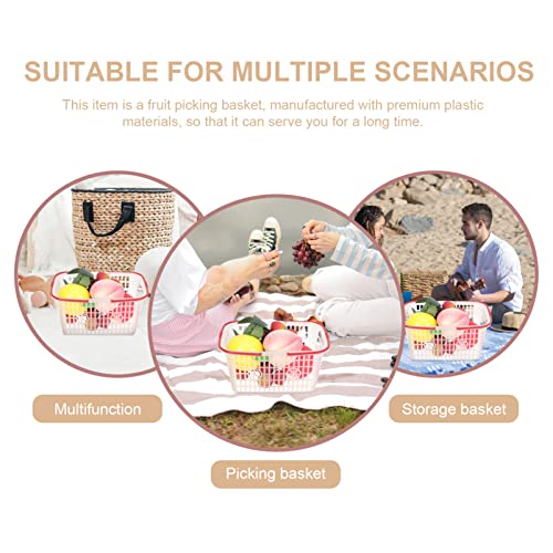 Yardwe Plastic Fruits Picking Baskets 5pcs Kitchen Plastic Baskets with Handle Mini Shopping Basket Decorative Basket Fruit Picking Basket for Vegetables Garden Gathering