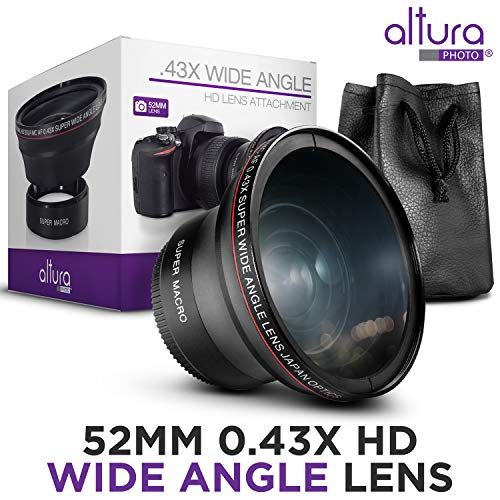 52MM 0.43x Altura Photo Professional HD Wide Angle Lens (w/Macro Portion) for Nikon D7100 D7000 D5500 D5300 D5200 D5100 D3300 D3200 D3100 D3000 DSLR Cameras