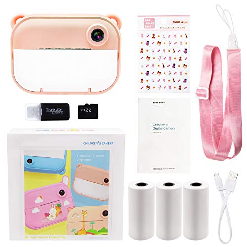 Joytrip Kids Instant Print Camera, Kids Camera with 2.4” HD Large Screen LCD, Zero Ink Digital Camera with Thermal Printing Paper and Cartoon Stickers, 3-14 Years Old Children Toy Learning Camera