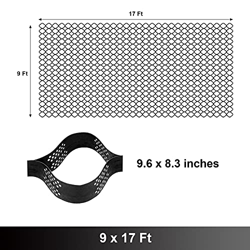 Suninlife Geo Grid Ground Grid 4" Thick Geo Cell Grid 9 x 17 Ft Ground Stabilization Grid 1885 LBS Per Sq Strength Gravel Ground Grid for Slope Driveways and Garden