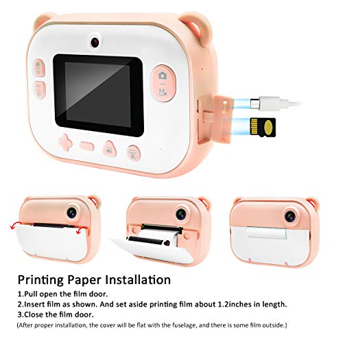 Joytrip Kids Instant Print Camera, Kids Camera with 2.4” HD Large Screen LCD, Zero Ink Digital Camera with Thermal Printing Paper and Cartoon Stickers, 3-14 Years Old Children Toy Learning Camera