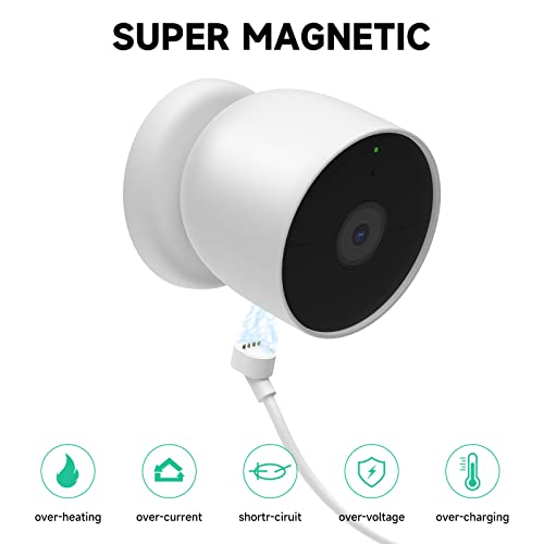 Ayotu 16ft/5m Camera Power Cord for Google Nest Cam (Battery), 5V 2A DC Outdoor Power Adapter Fast Charging with Weatherproof Charger Cable (NOT Include Camera), 1 Pack White