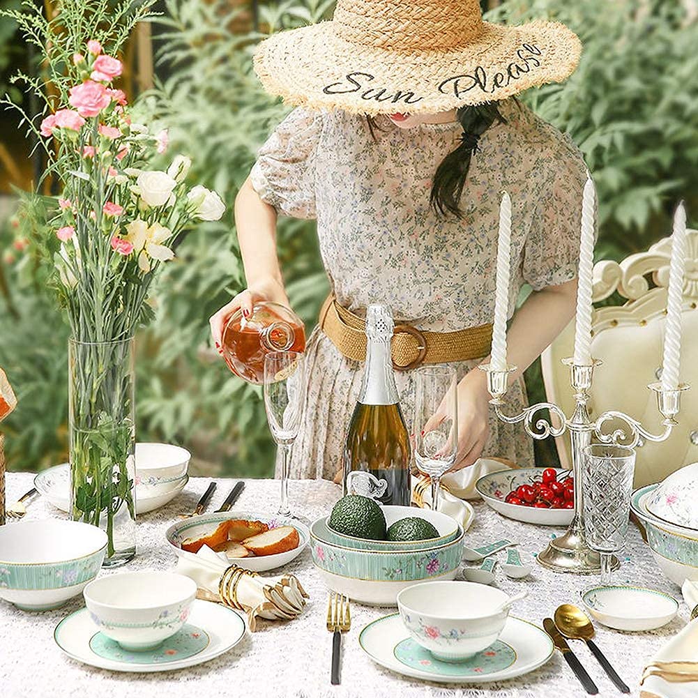 Pottery tableware,Dinnerware Set, Dishes/Plate/Bowl/Cup Set, Fine Bone China Dinnerware Sets, Collection Ceramic Dinner Sets, Christmas Dinnerware, Kitchen Sets for Home,56pcs Square Service for
