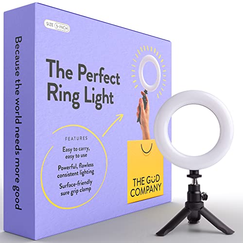 THE GüD COMPANY: The Perfect 5-inch Portable Ring Light with Stand, Premium Photo and Video Lighting, 5 Dimmable Light Modes, Black