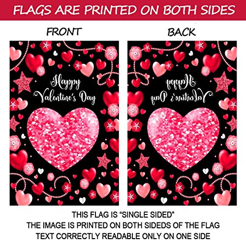 Texupday Happy Valentine's Day Love Heart Decoration Double Sided Garden Flag Outdoor Yard Flag 12" x 18"