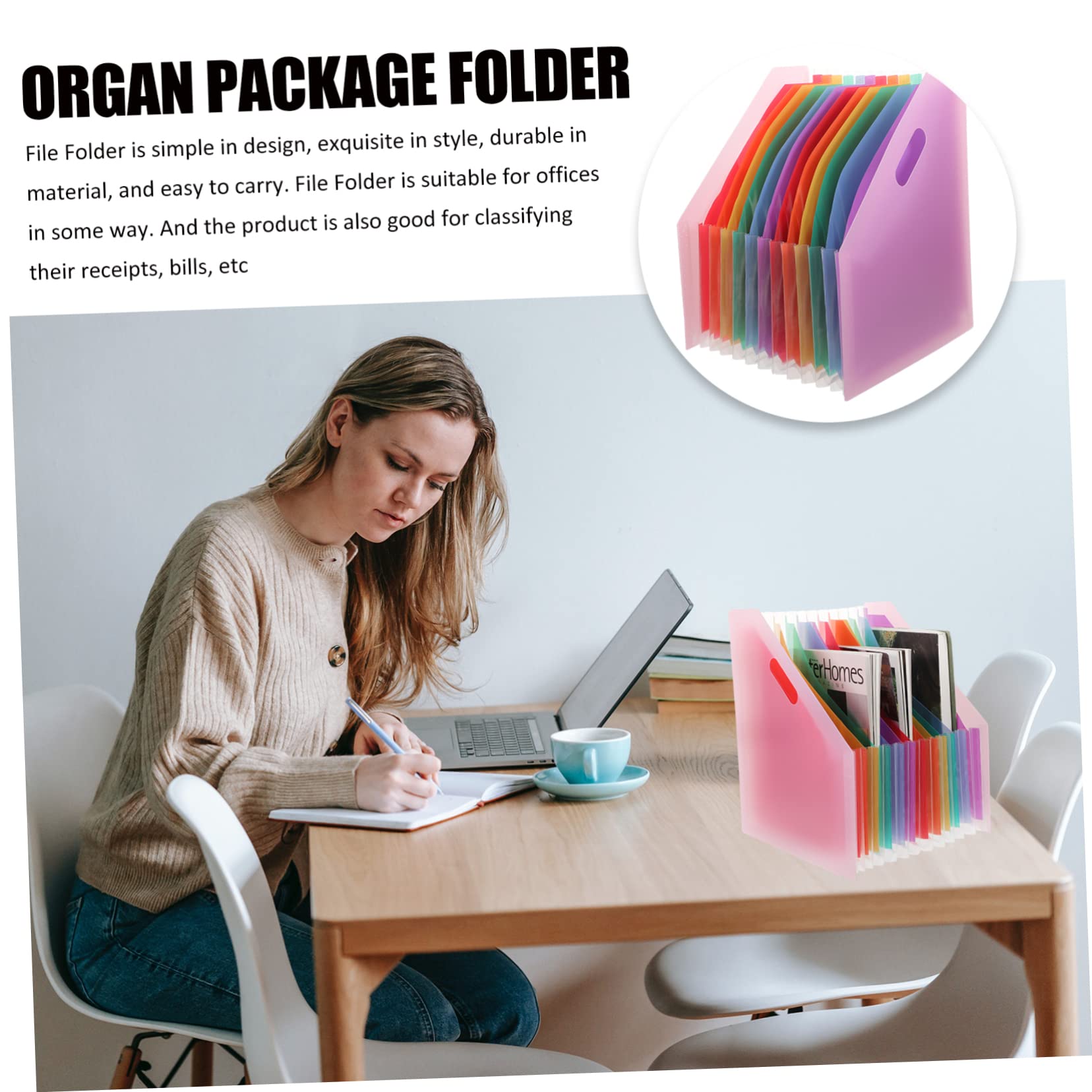 VILLCASE Vertical Accordion File Organizer Large Capacity Store Files Letters Photos Stylish and Simple Office Storage Folder
