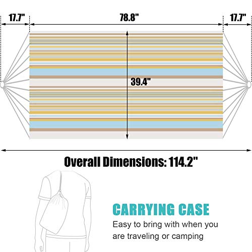 Brazilian Hammock Indoor +2 Tree Swing Hanging Straps Hammock Extra Large Canvas Canvas Hammock with Carry Bag for Patio Porch Garden Backyard Lounging Outdoor and Indoor