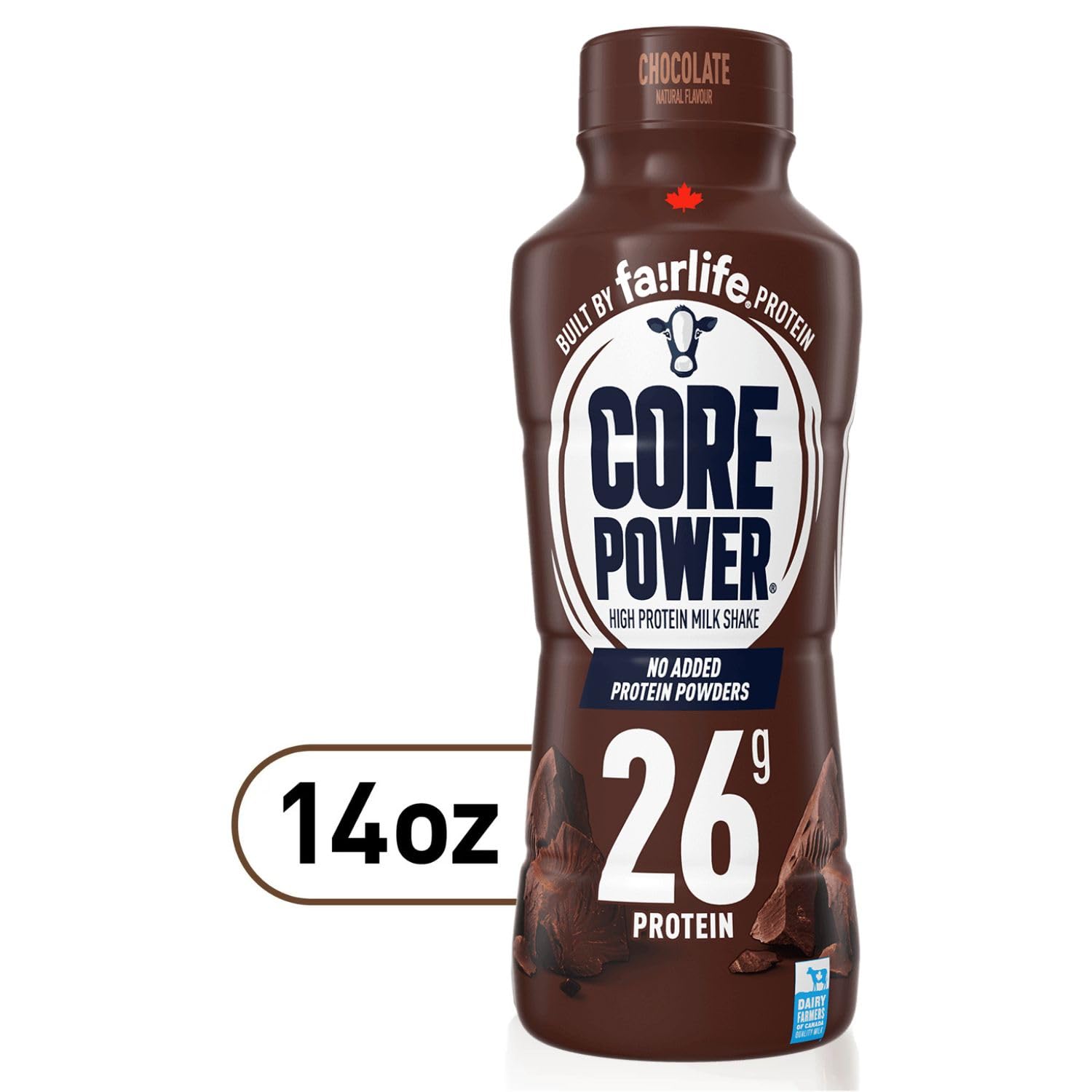 Fairlife Core Power 26g Protein Milk Shakes, Chocolate, (Pack of 2) Made with Canadian Milk, 414mL/14 fl. oz. (Shipped from Canada)