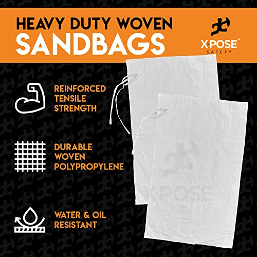 Empty Sand Bags, with Ties β White 14" x 26" Heavy Duty Woven Polypropylene, UV Sun Protection, Dust, Water and Oil Resistant - Home and Industrial - Floods, Photography and More (Bundle of 10)