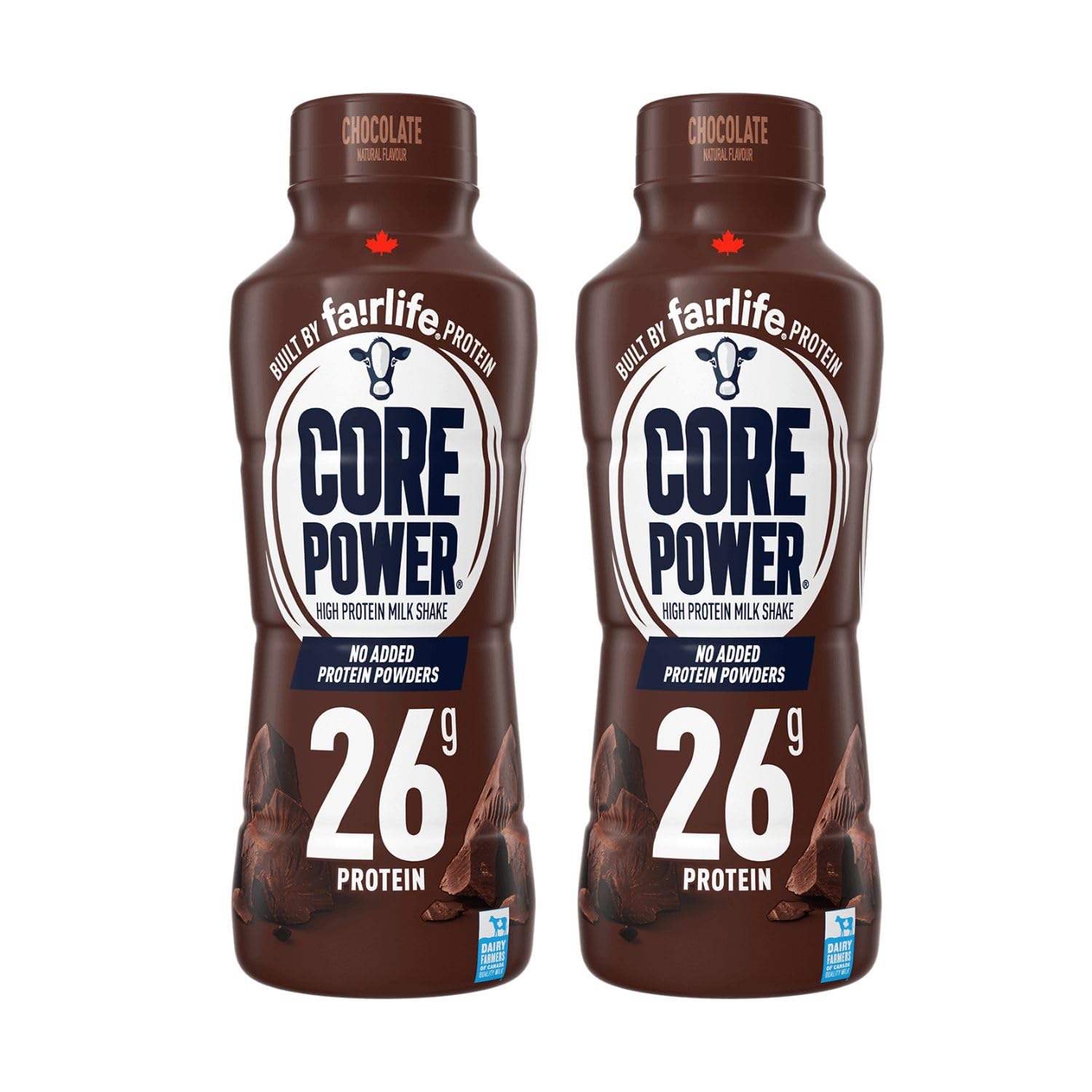 Fairlife Core Power 26g Protein Milk Shakes, Chocolate, (Pack of 2) Made with Canadian Milk, 414mL/14 fl. oz. (Shipped from Canada)