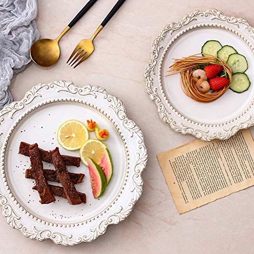 Stylish Dinner Plates,Ceramics Dinnerware Set, Cereal Bowl Soup Plate and Steak Plate Set of 24 | French Vintage Embossed Palace Style Porcelain Dinner Sets for Wedding Gift