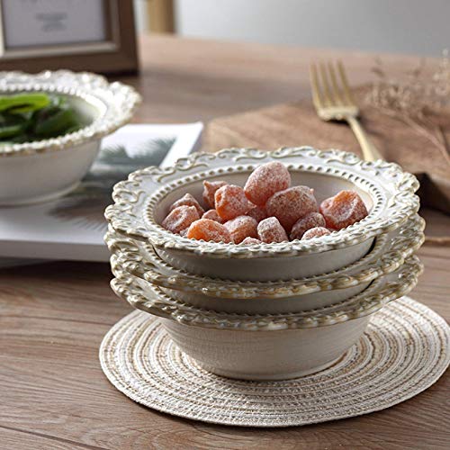 Stylish Dinner Plates,Ceramics Dinnerware Set, Cereal Bowl Soup Plate and Steak Plate Set of 24 | French Vintage Embossed Palace Style Porcelain Dinner Sets for Wedding Gift