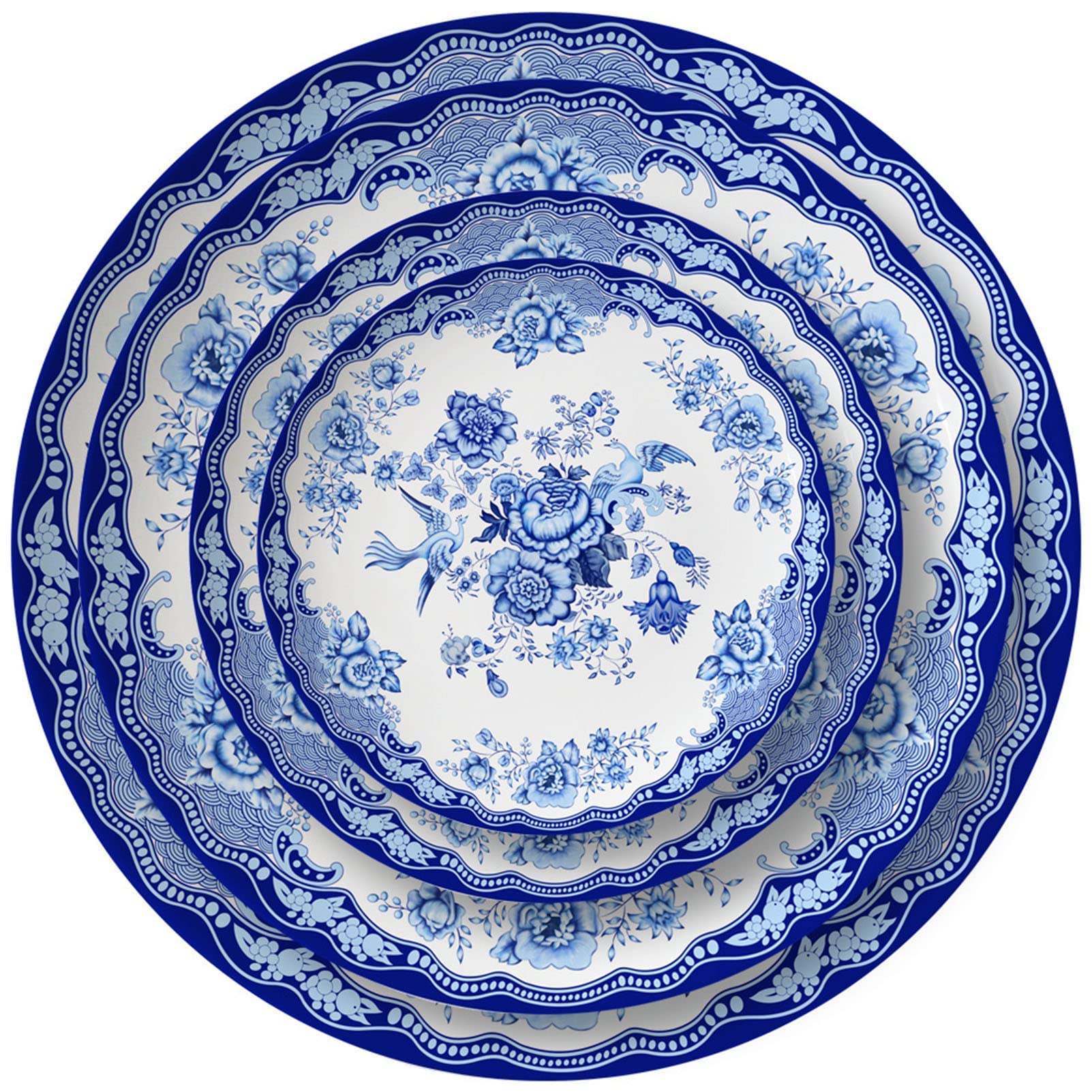 GagalU Porcelain Plate and Bowl Set,Blue and White Porcelain Wedding Dishes Ceramic Gold Plates Bone China Dinnerware Set Christmas Serving Dishes Set Dessert Ceramic Plate Dinner Diashes