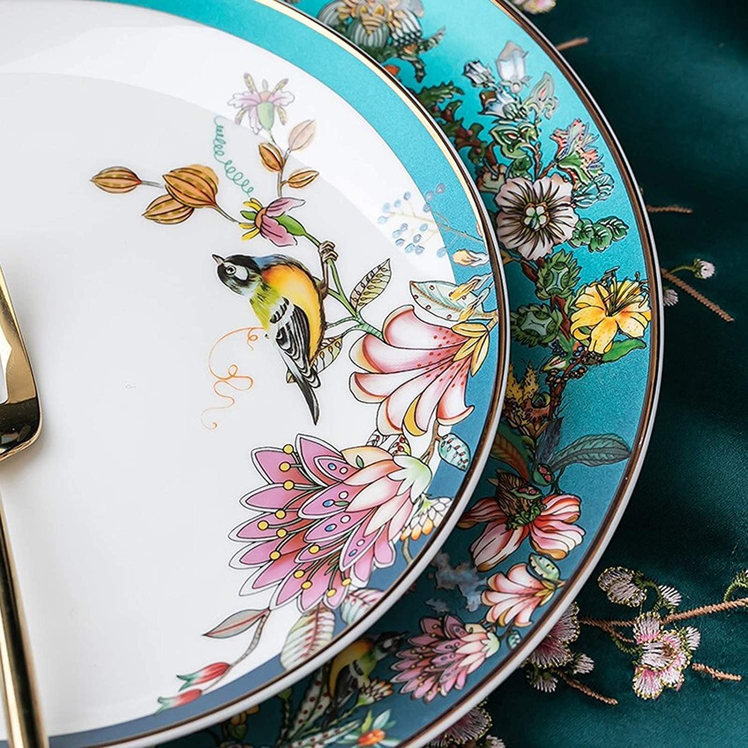 Porcelain Plate and Bowl Set,Dinnerware Set for Home or Special Restaurant, Ceramics Dinner Set, 52 Pieces Porcelain Dinnerware Sets | Bone China Soup Pot and Enamel Cereals Bowls - High-end Wedding
