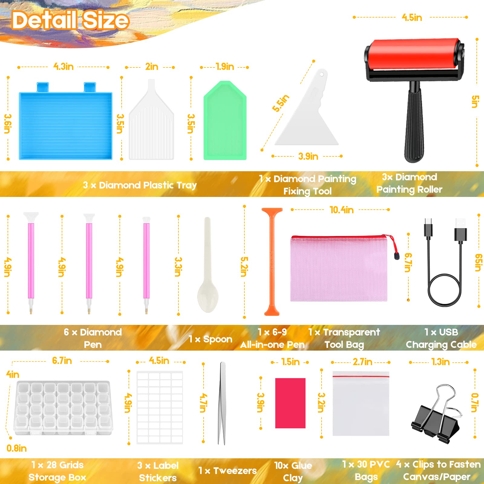 Diamond Painting Accessories and Tools Kits, with A4 LED Light Pad for Diamond Painting, Soucolor Light Board Box Kit Paint Diamonds Set, 5D Diamond Art Dots Supplies Painting for Beginners Adult (A4)