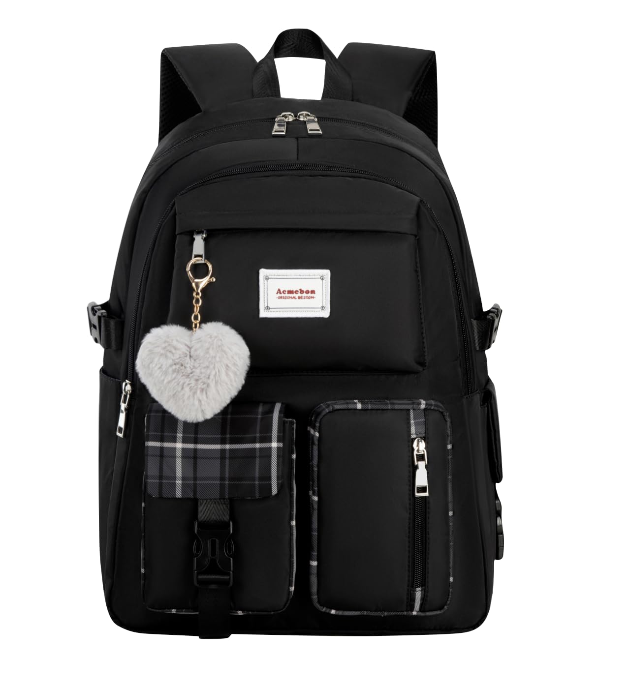 Acmebon Girl Roomy Fashion Laptop Backpack Casual Daily Backpack for Women Black