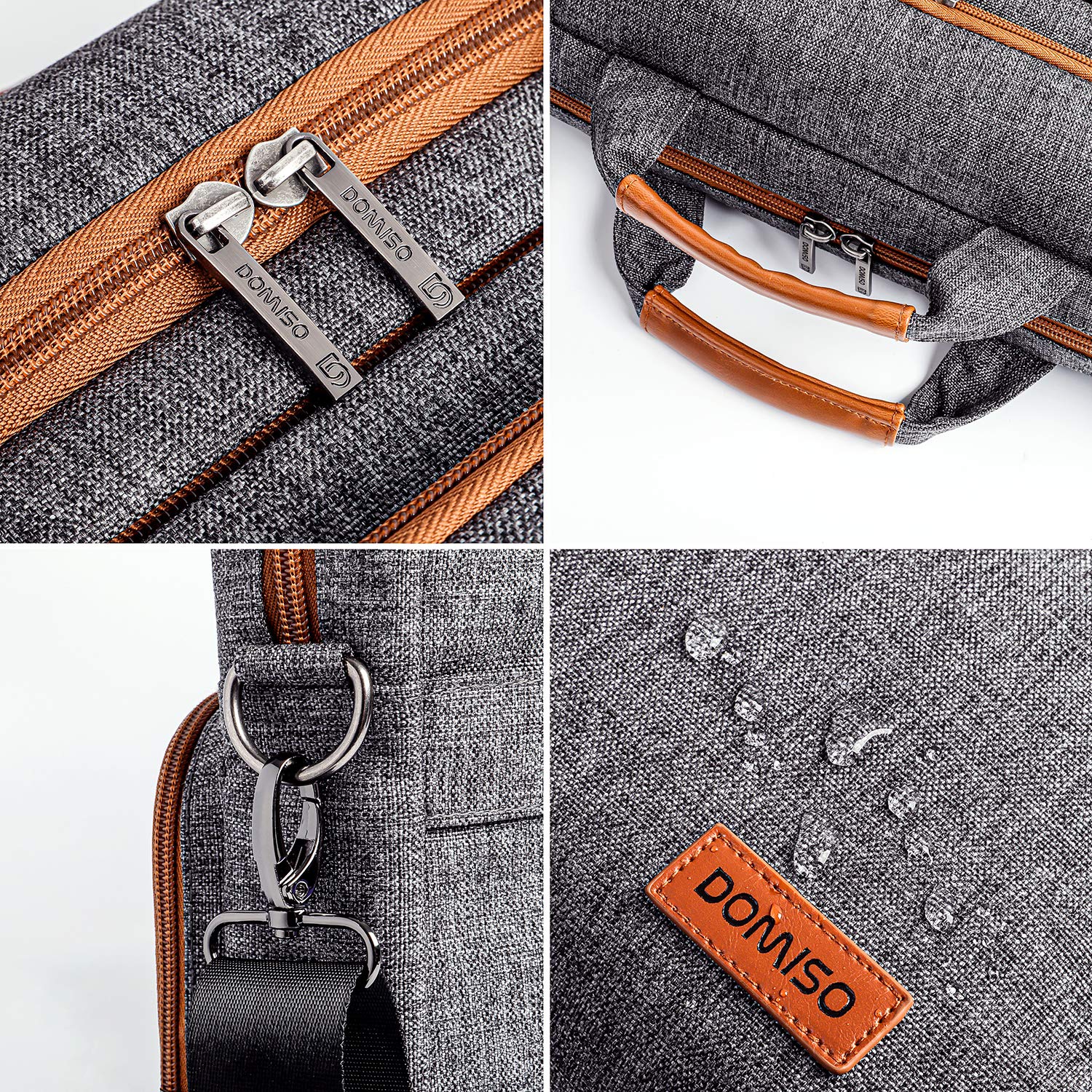 DOMISO 17 Inch Multi-Functional Laptop Sleeve Business Briefcase Waterproof Messenger Shoulder Bag Compatible with 17"-17.3" Notebooks/Dell/Acer/HP/MSI/ASUS, Dark Grey