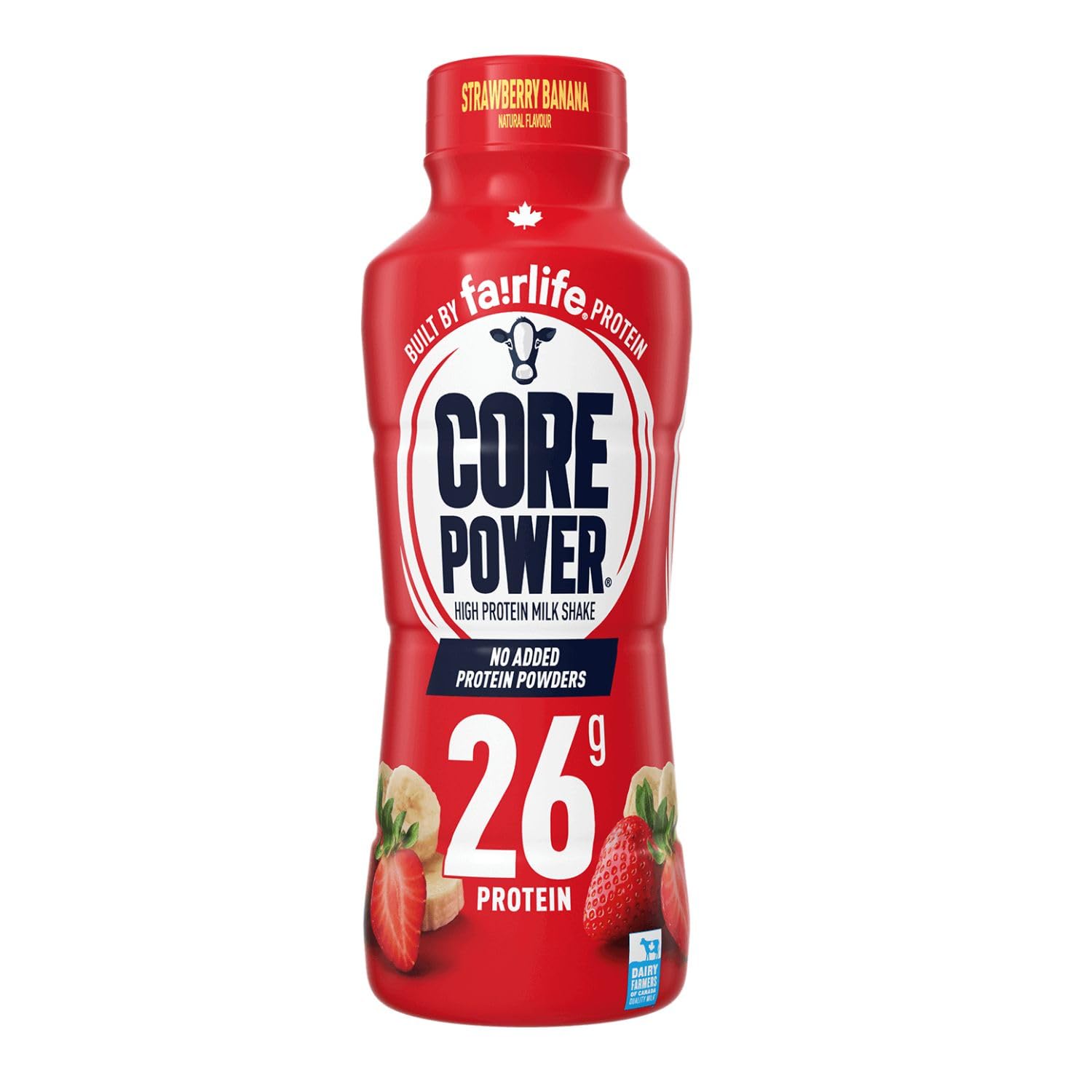 Fairlife Core Power 26g Protein Milk Shakes, Strawberry Banana, (Pack of 2) Made with Canadian Milk, 414mL/14 fl. oz. (Shipped from Canada)