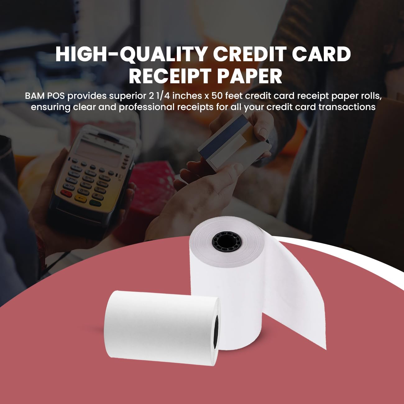BAM POS Credit Card Receipt Paper for the VX520 (12 Rolls)