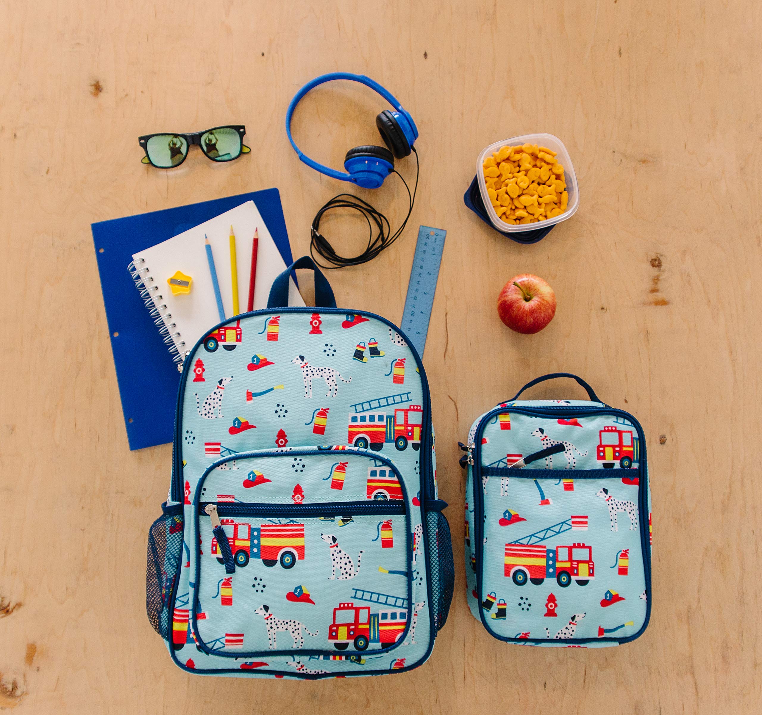 Wildkin Day2Day Kids Backpack Bundle with Lunch Box Bag (Firefighters)