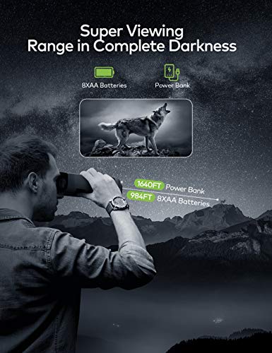 VABSCE Digital Night Vision Binoculars, 1080p FHD, 1640ft Viewing Range, Superior 5W Infrared, High Sensitivity COMS Sensor Night Goggles for Hunting, Camping and Surveillance with 64GB Micro SD Card