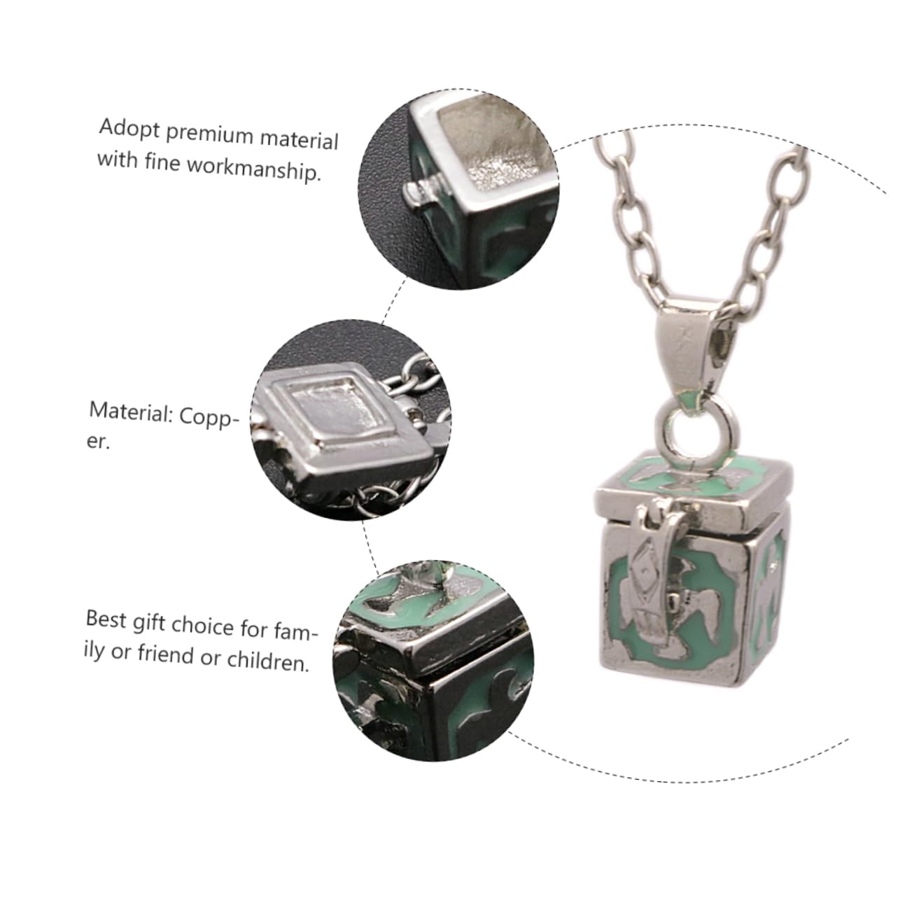 Artibetter 1pc Ashes Necklace Memorial Necklace for Men Women Necklace Mens Stainless Steel Necklaces Square Ashes Pendant Cremation Ashes Memorial Openable Pendant Chain Copper Diffuser