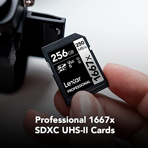 Lexar Professional 1667x 128GB (2-Pack) SDXC UHS-II Memory Cards, C10, U3, V60, Full-HD & 4K Video, Up To 250MB/s Read, for Professional Photographer, Videographer, Enthusiast (LSD128CBNA16672)