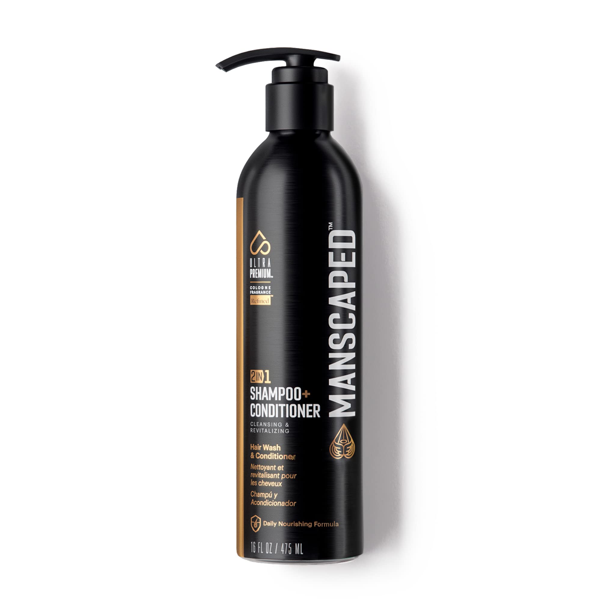MANSCAPED® 2 In 1 Shampoo & Conditioner, UltraPremium Formula Infused with Sea Kelp, Coconut Water, Aloe for Nourishing and Hydrating Hair (16 oz), 2 Pack