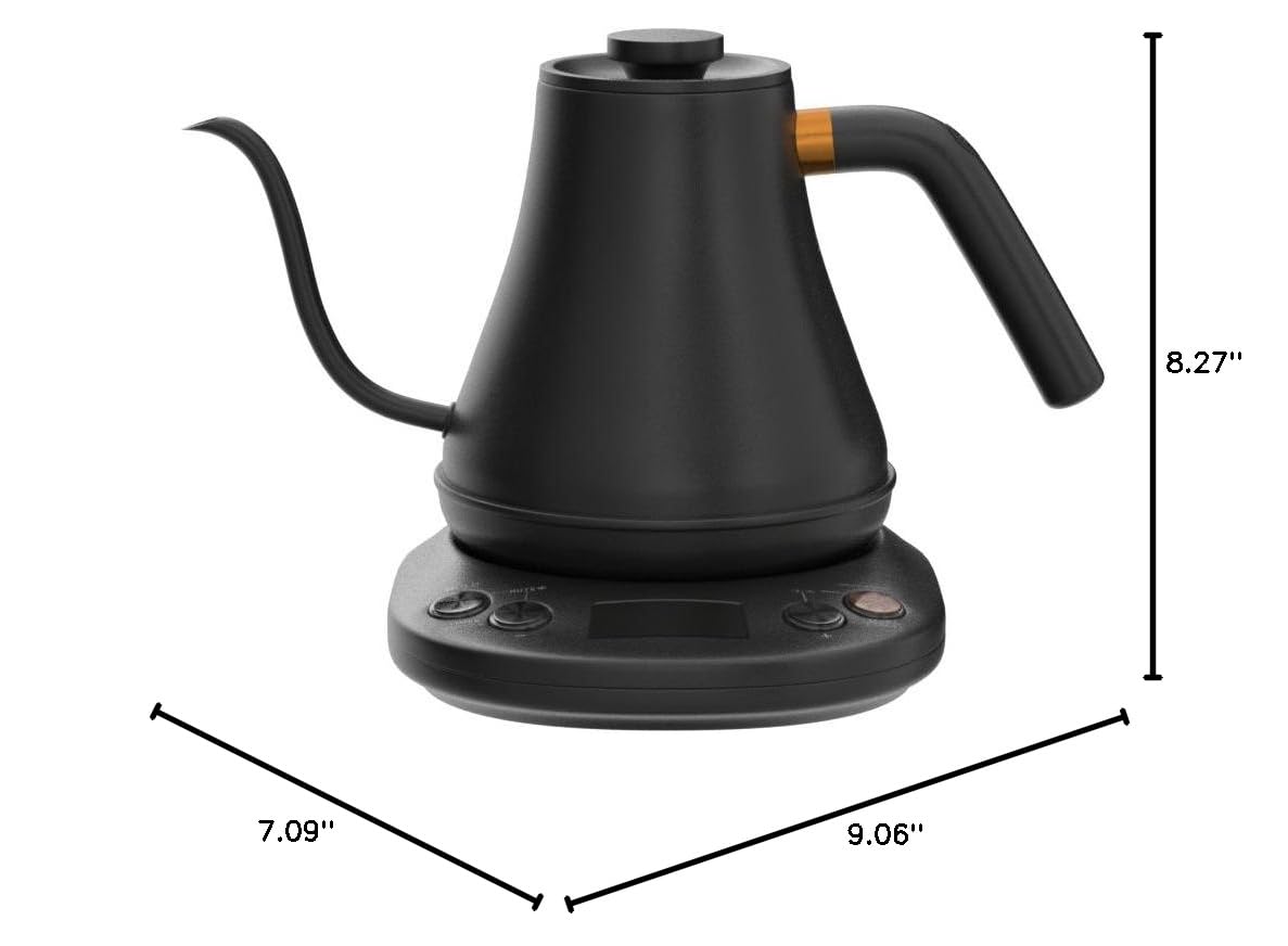 Mecity Electric Gooseneck Kettle With LCD Display Automatic Shut Off Coffee Kettle Temperature Control Hot Water Boiler Pour Over Tea Kettle 1200 Watt Quick Heating Electric Tea Pot, 0.8L, Matt Black