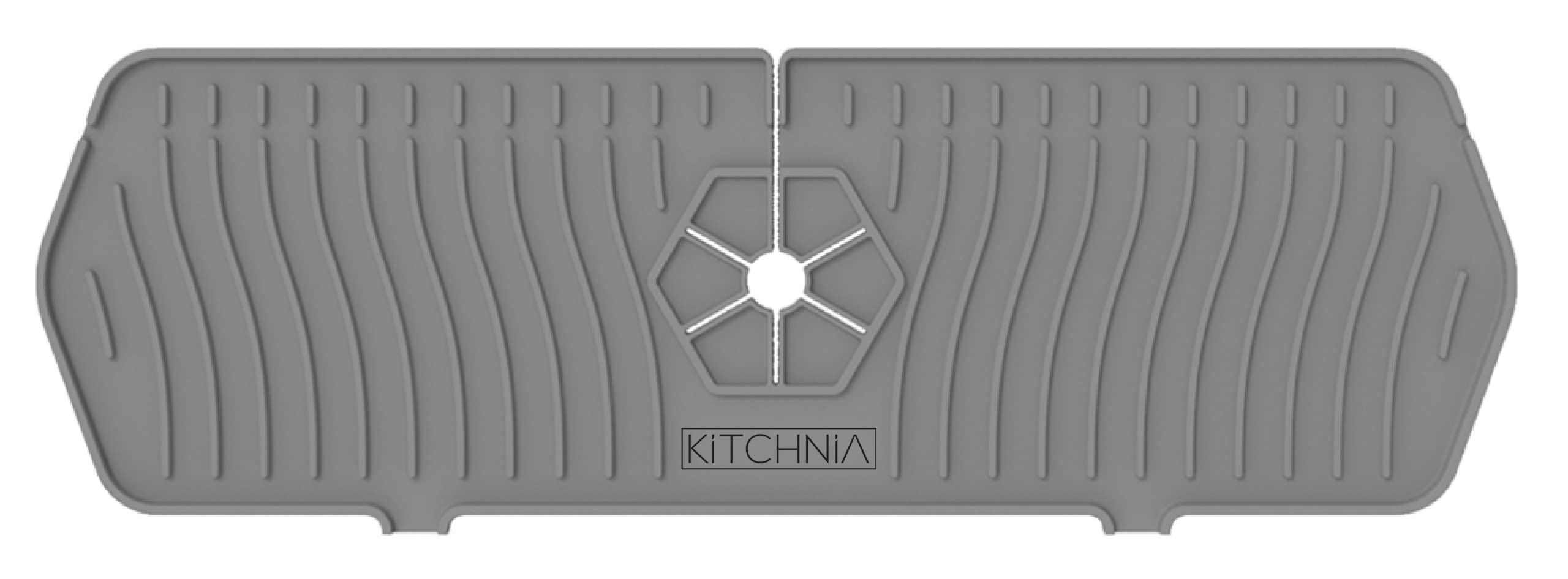 Kitchen Sink Splash Guard Behind Faucet, Longer Faucet Water Catcher Mat for Countertop, Drip Catcher Tray, Non-Slip Sink Protector, Grey