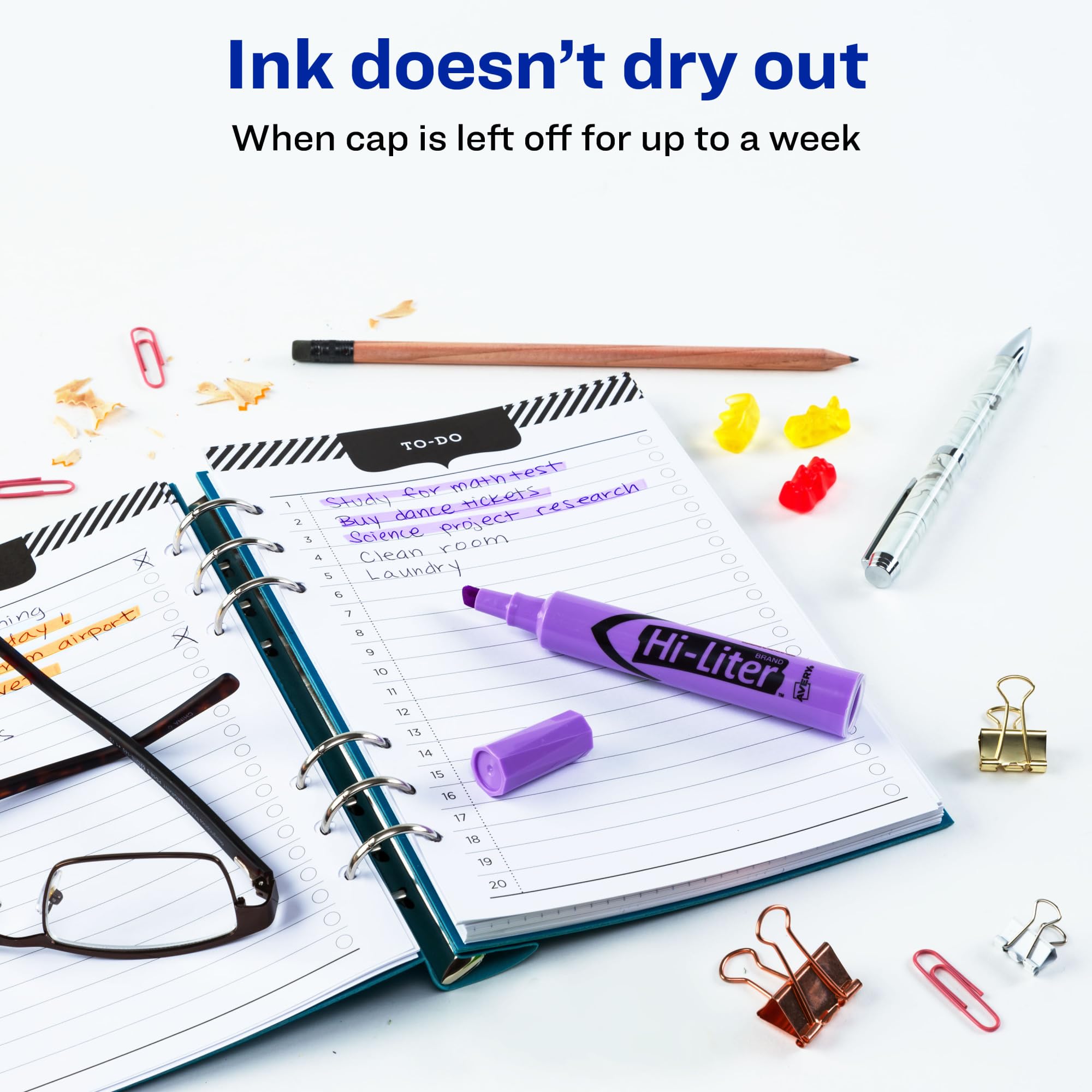 Avery Hi-Liter Desk-Style Highlighters, Smear Safe Ink, Chisel Tip, 12 Fluorescent Purple Highlighters (24060)