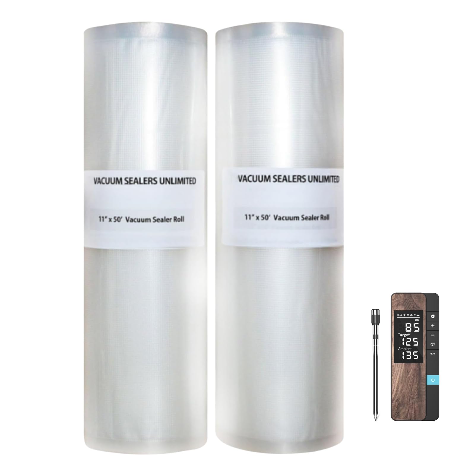 2 Pack of Vacuum Sealers Unlimited - 11" x 50' Rolls For FoodSaver, etc. - Thicker, Heavy-Duty Commercial Quality Textured Vacuum Sealer Bags - BPA Free