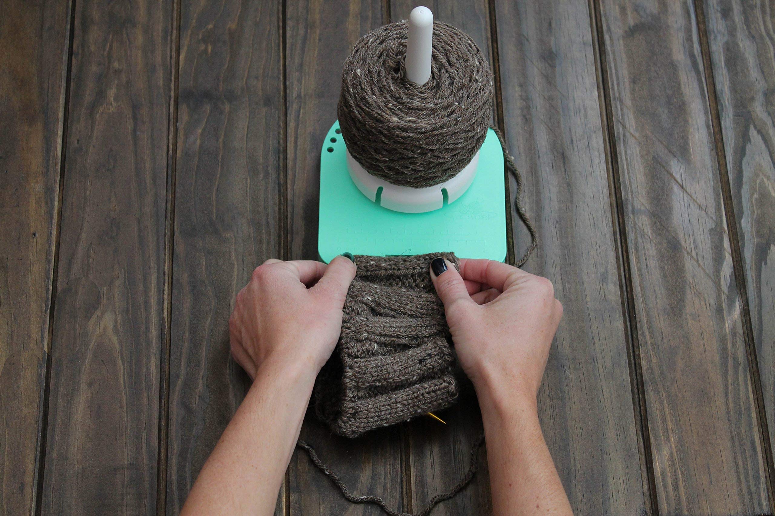 Yarn Dispenser by Yarn Valet – Non-Slip Base with Built-in Holder for Markers, Pattern and 4” Gauge Ruler