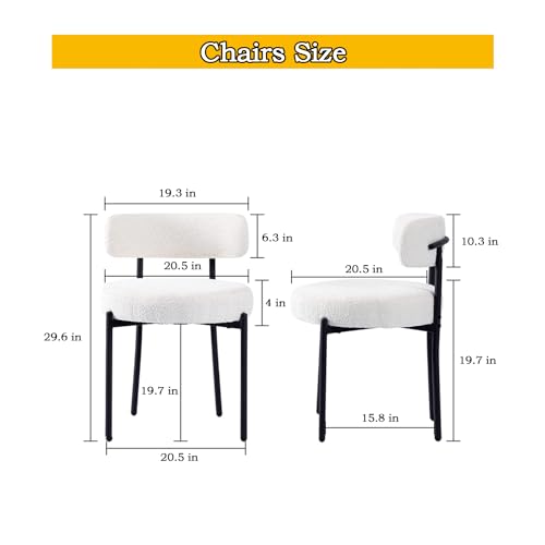 EGGPOD White Modern Dining Chairs Set of 6, Mid-Century Dining Chairs, Kitchen Dining Room Chairs, Upholstered Dining Table Chairs Ergonomically Engineered Curved Backrest with Metal Legs