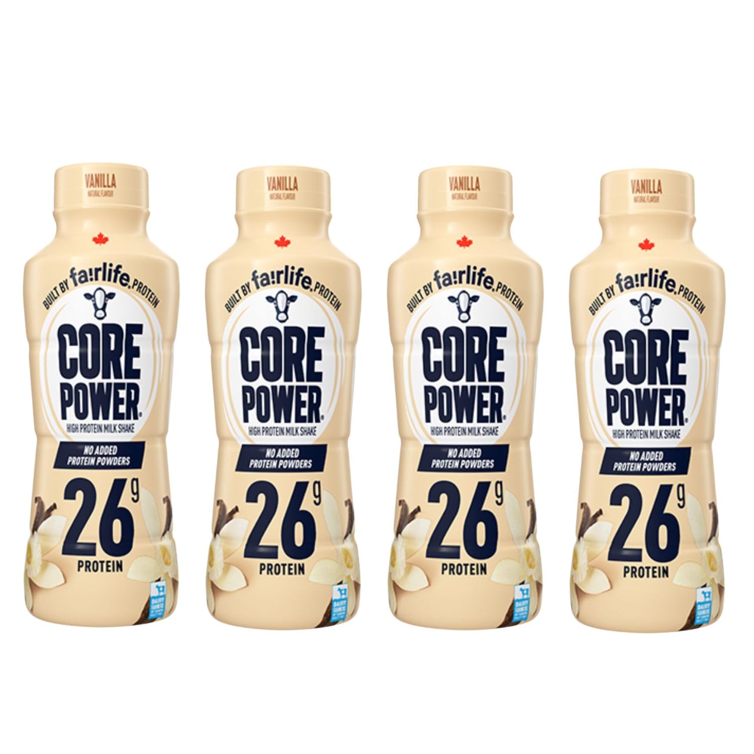 Fairlife Core Power 26g Protein Milk Shakes, Vanilla, (Pack of 4) Made with Canadian Milk, 414mL/14 fl. oz. (Shipped from Canada)