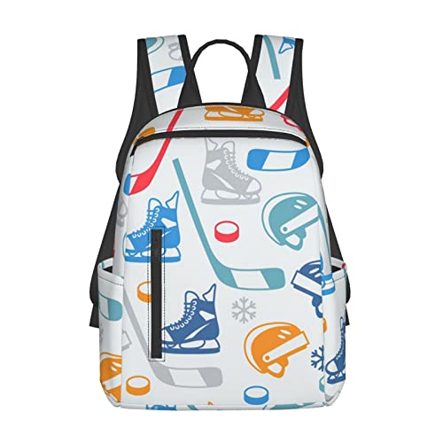 Biviel Hockey Elements Creative Patterned print Lightweight Backpack Simple Casual Shoulder Backpack Hiking Backpacks