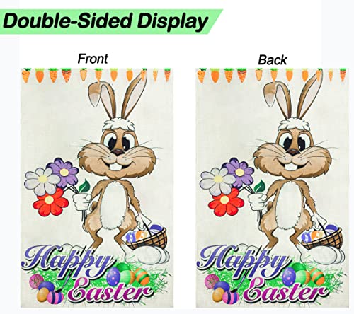 Easter Welcome Garden Flag 12×18 Inch Double Sided Bunny Flower Egg Outside Vertical Holiday Yard Flag