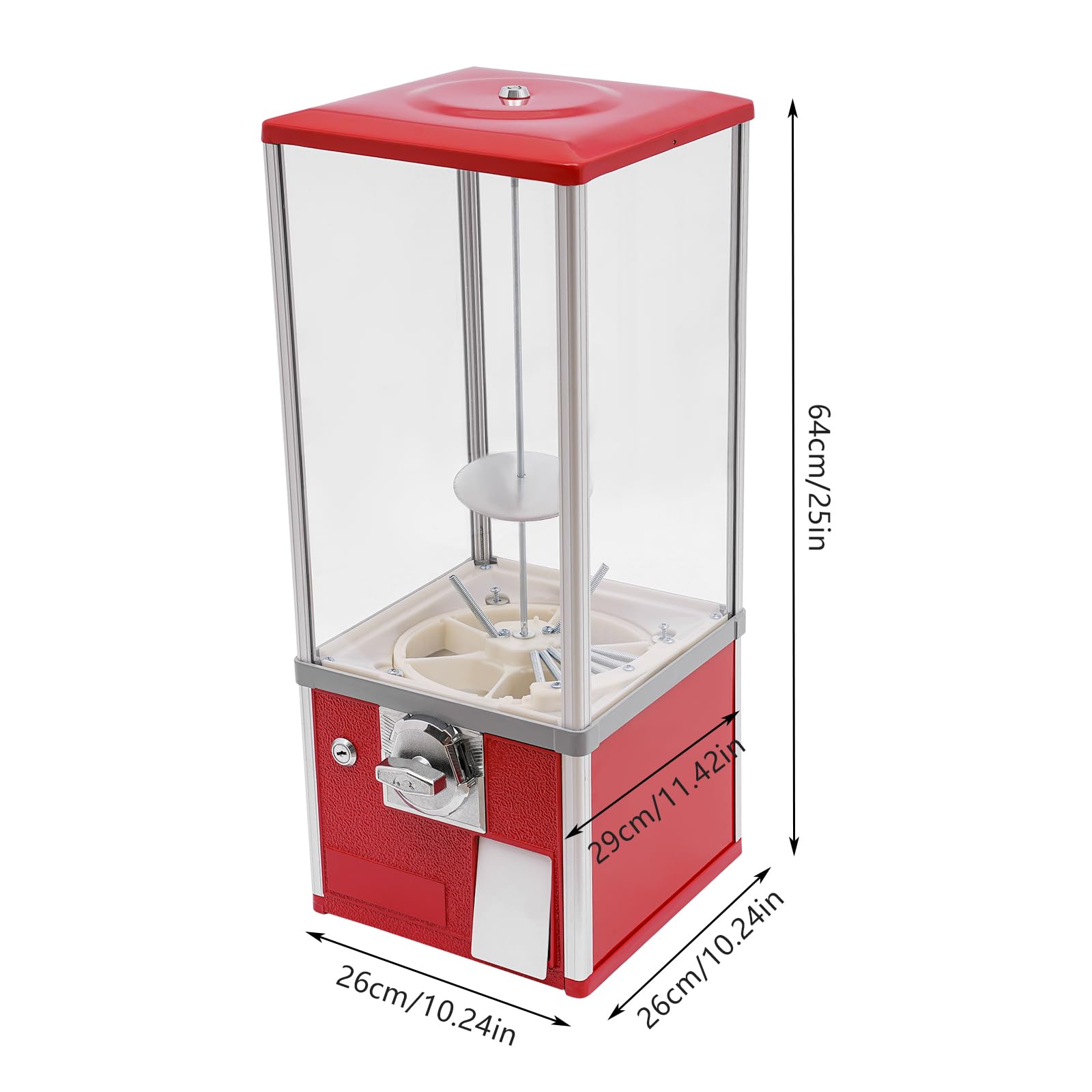 LOHISHILO Vending Machine, Commercial Vending Machine, Prize Machine, Commercial Vending Machine for 2 Inch Round Capsules Gumballs Bouncy Balls, 700-800 Coins, Red